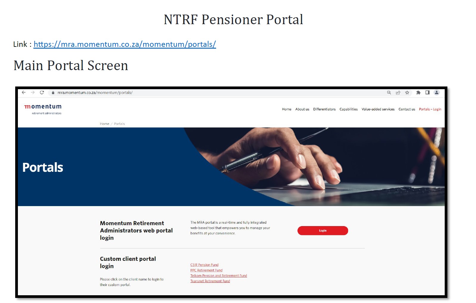 NTRF Pensioners - National Tertiary Retirement Fund